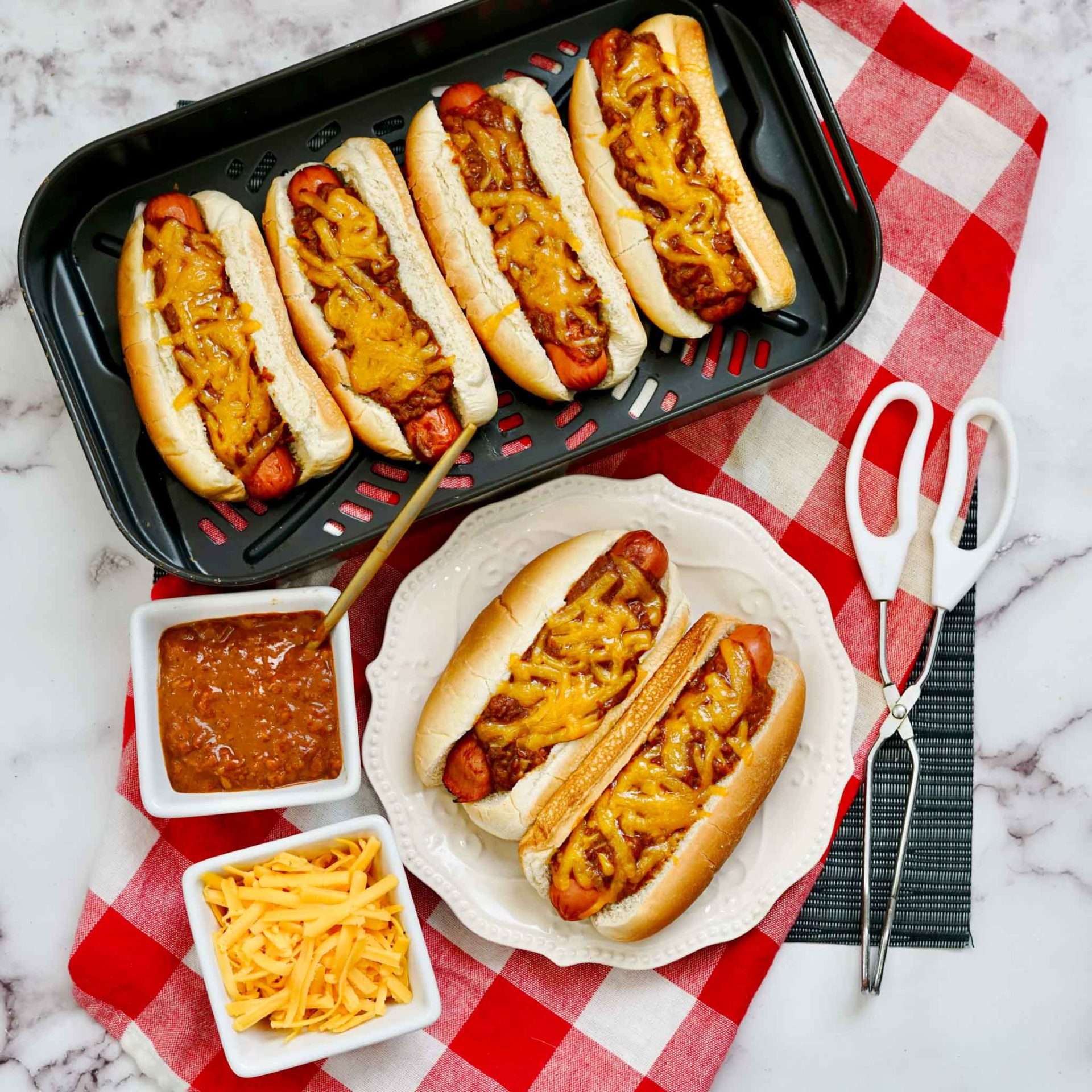 Easy Air Fryer Chili Cheese Dogs - Air Fryer Family Meals